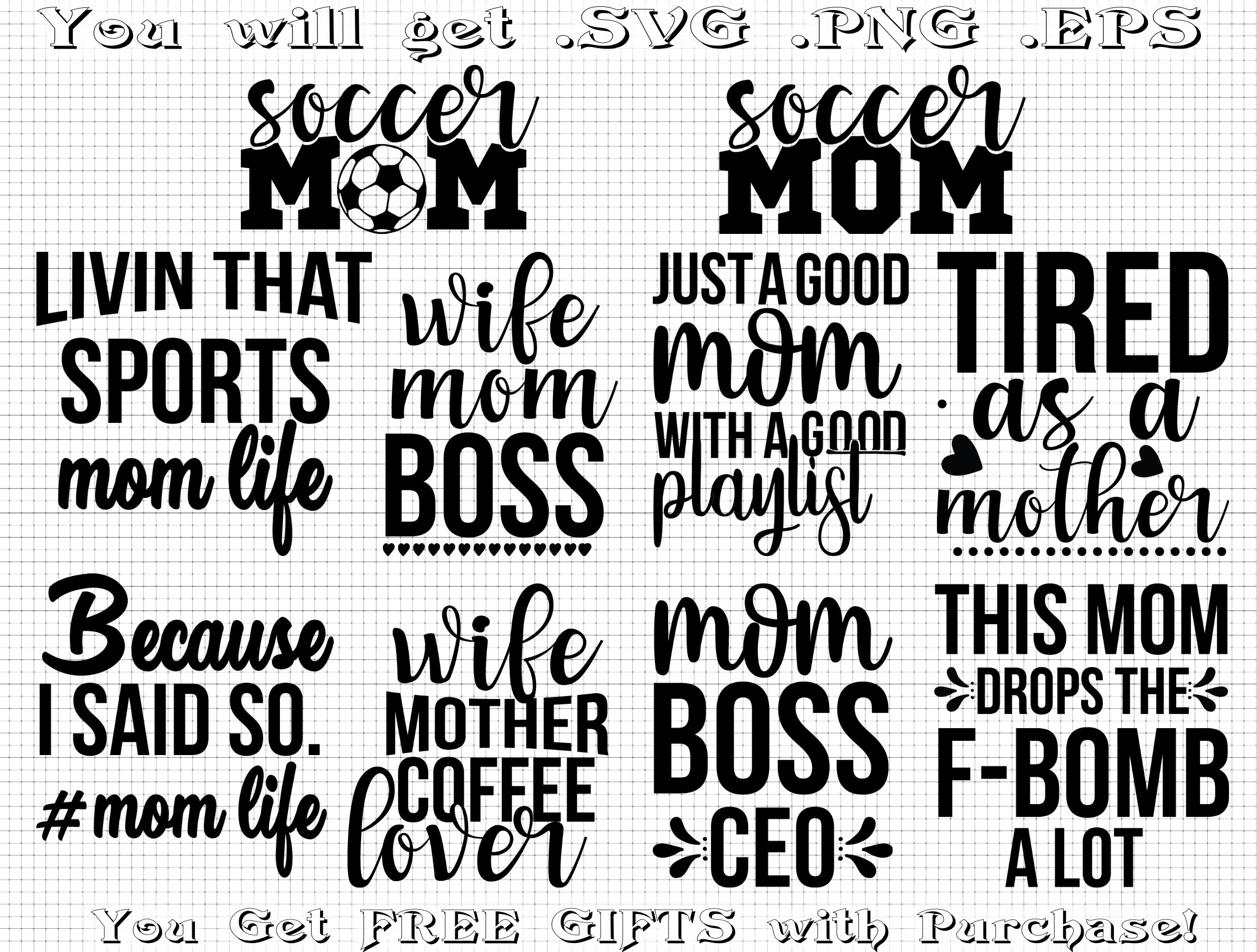 Mom Life Svg Bundle Mothers Day Boss Lady Mothers Ts Png Sports