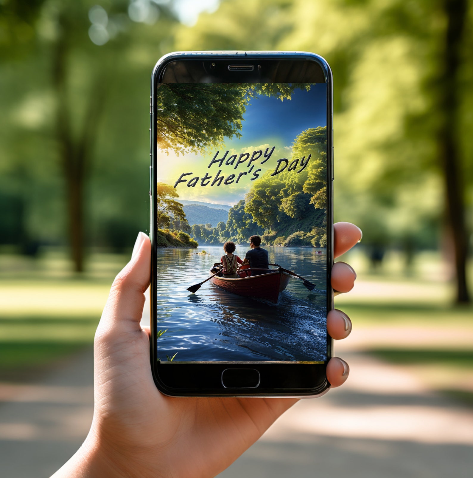 Happy Father's Day Phone Wallpaper 4K Boating in a Lake 3D Art Gift ...