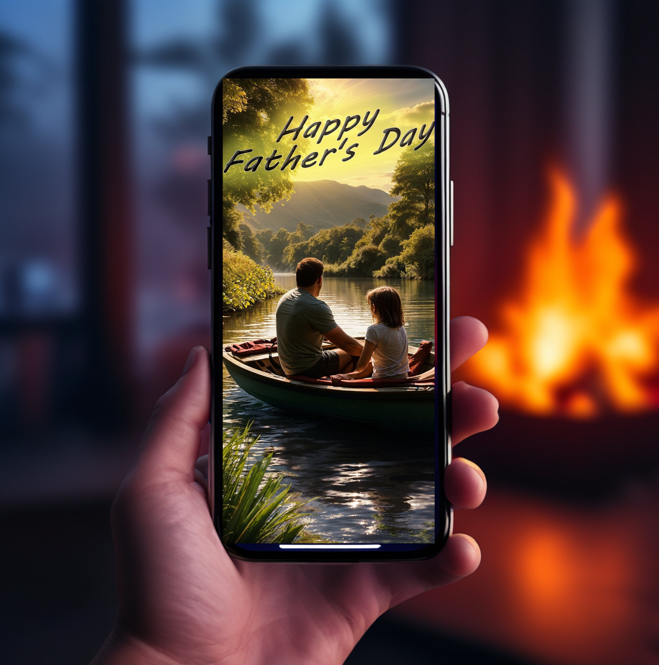Happy Father's Day Phone Wallpaper 4K Boating in a Lake 3D Art Gift ...