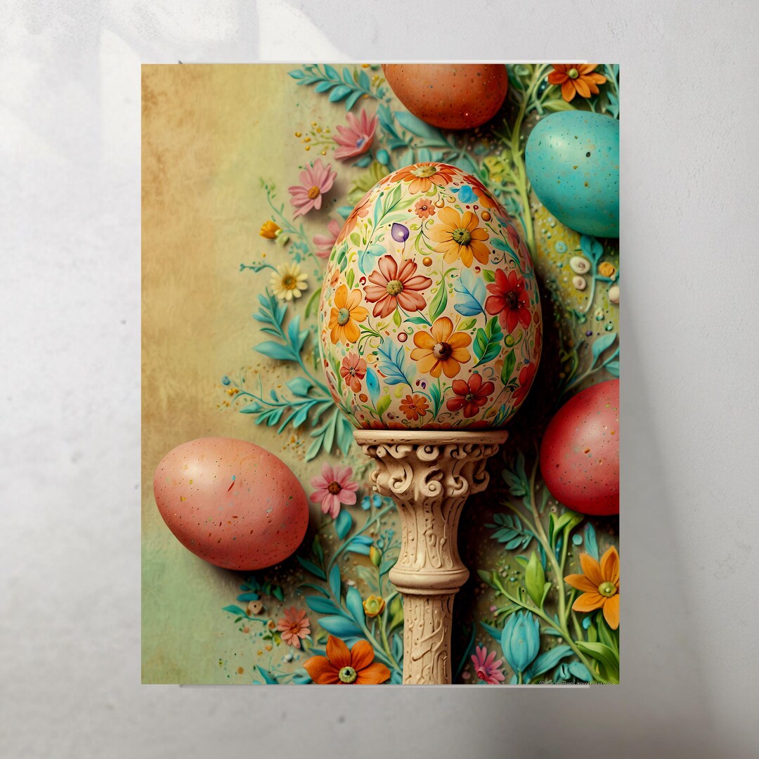 Decorated Easter Egg Digital Art - Colorful Floral Antique Eggs ...