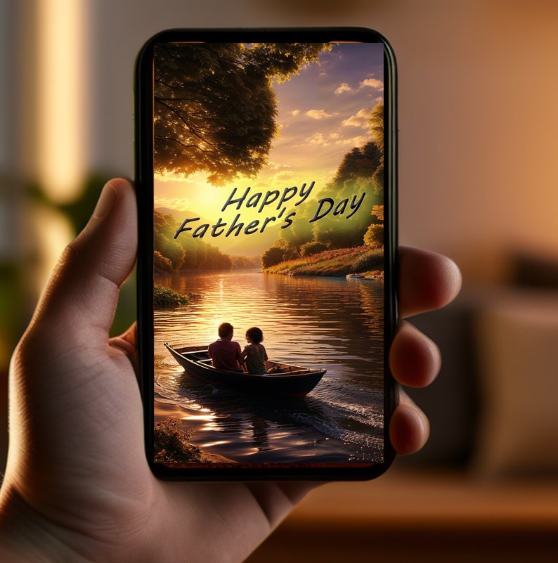 Happy Father's Day Phone Wallpaper 4K Boating in a Lake 3D Art Gift ...