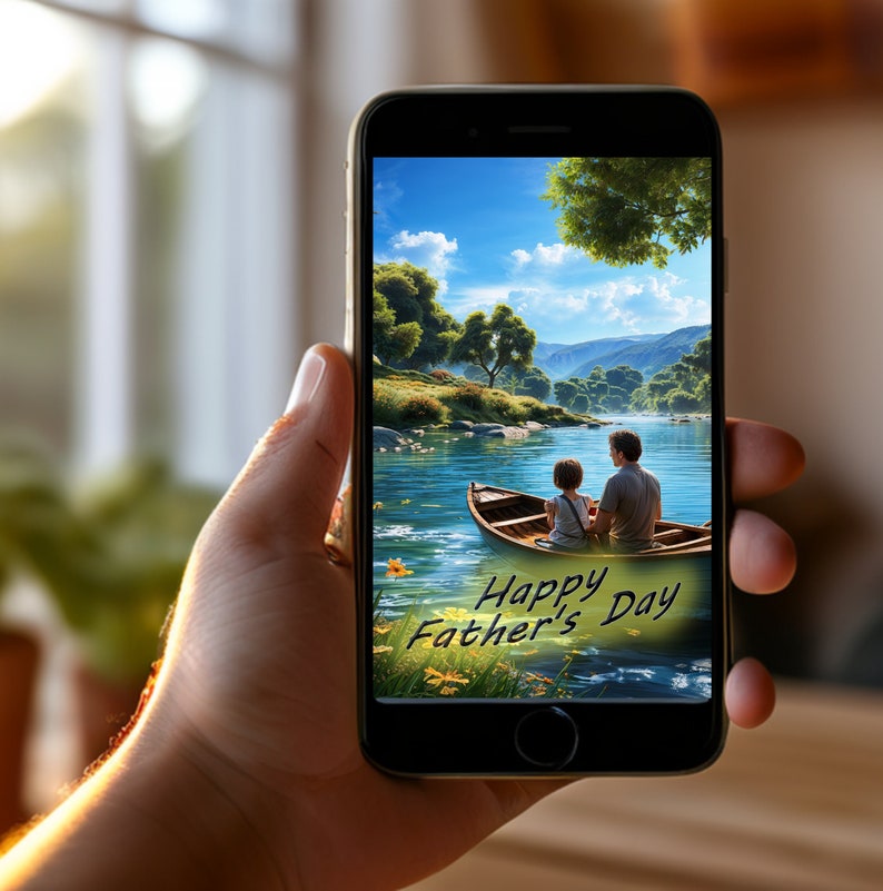 Happy Father's Day Phone Wallpaper 4K Boating in a Lake 3D Art Gift ...
