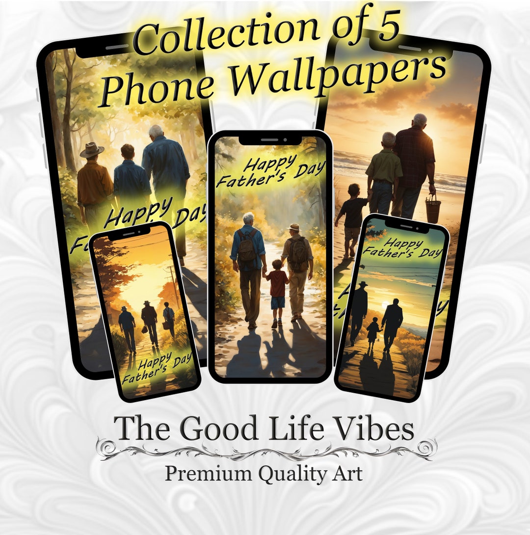 Happy Father's Day Phone Wallpaper 4K Grandpa Dad & Son 3D Art Gift ...