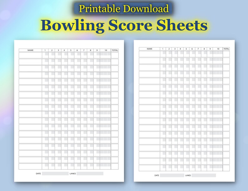 Printable Bowling Score Sheets, Digital Download, Score Card Printables ...