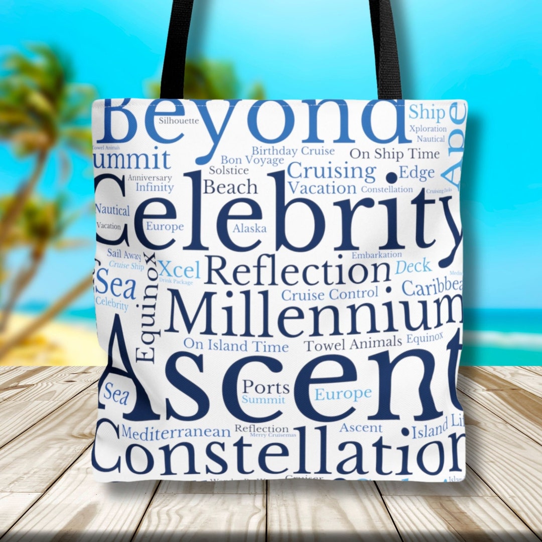 Cruise Tote Bag, Celebrity Cruise Words Beach Tote, Celebrity Tote Bag ...