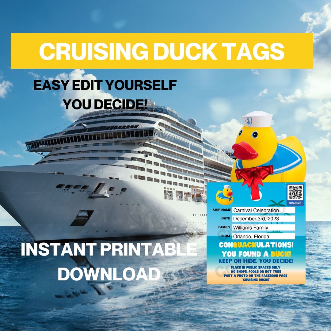 Cruising Duck Tags, Cruise Duck Tags Template, Printable Digital ...