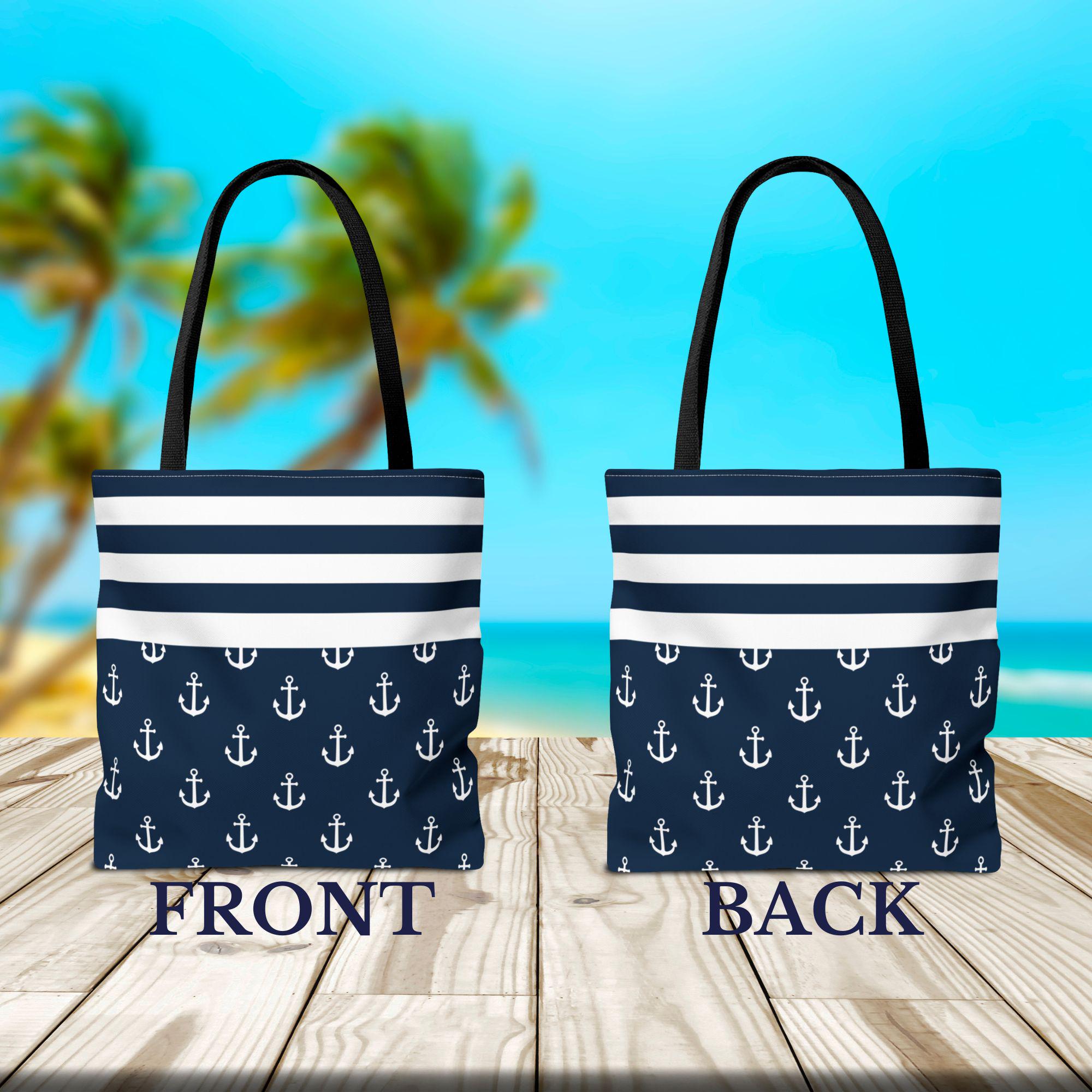 Anchor Nautical Stripes Cruise Tote Bag, Nautical Tote Bag, Anchor ...