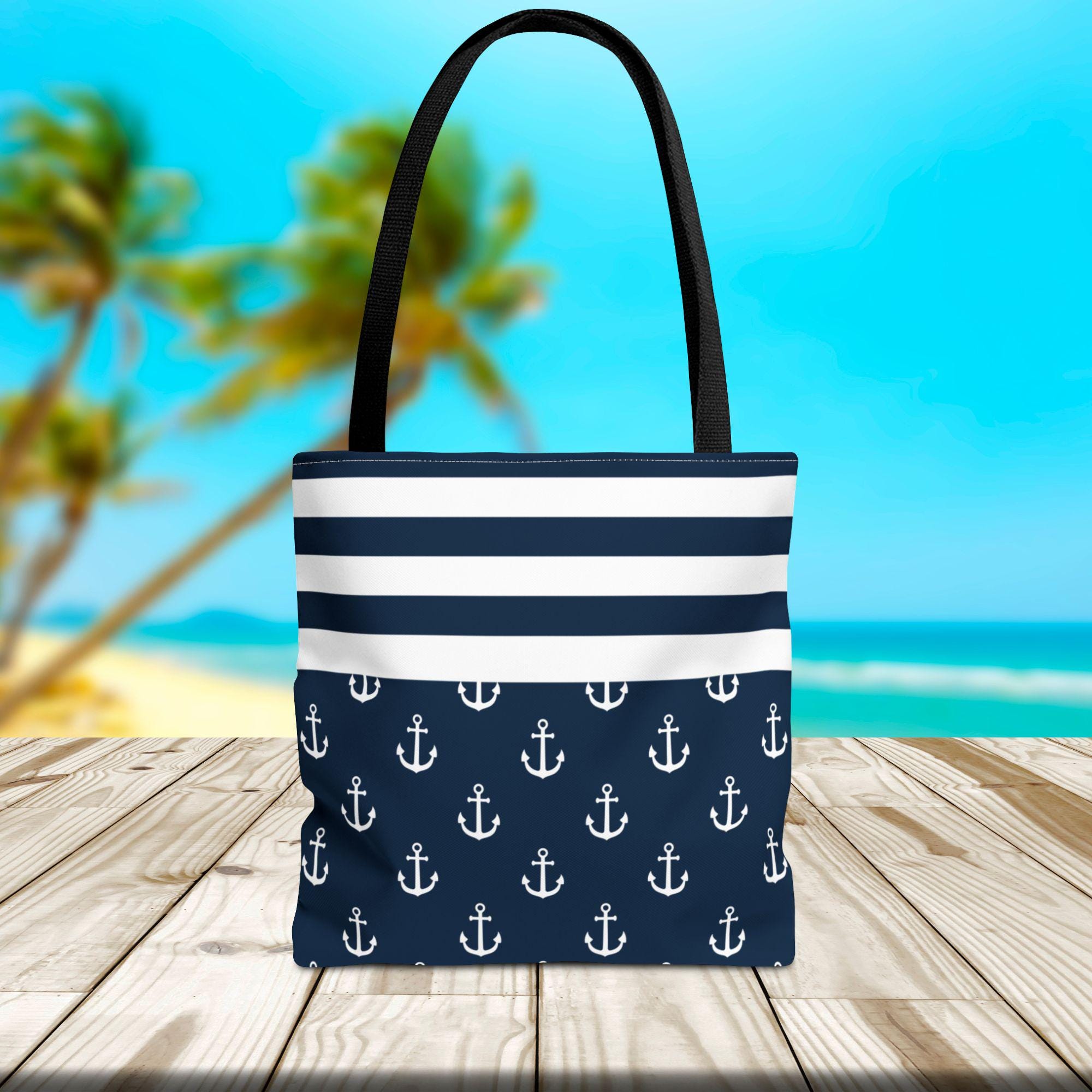 Anchor Nautical Stripes Cruise Tote Bag, Nautical Tote Bag, Anchor ...