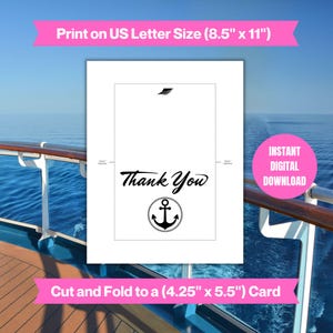 Printable Cruise Thank You Card, Instant Download, Cruise Printable ...