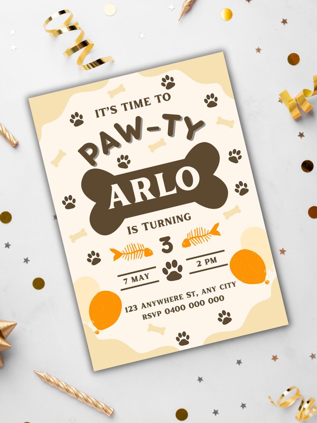 Editable Dog Birthday Party Invitation: Puppy Pawty Design (digital ...
