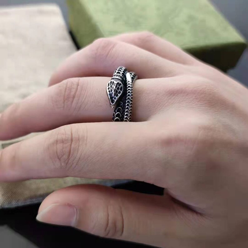 925 Sterling Silver Serpent Ring Men Rattlesnake Ringsilver - Etsy