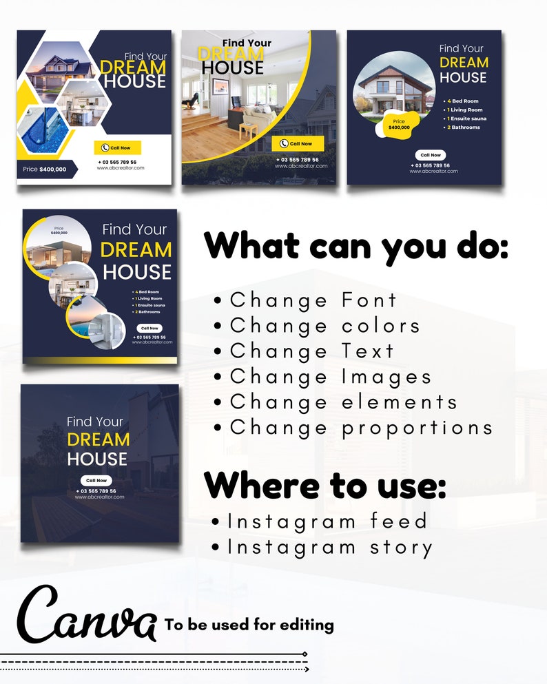 Real Estate Canva Templates Social Media |video Posts & Ads, Real ...