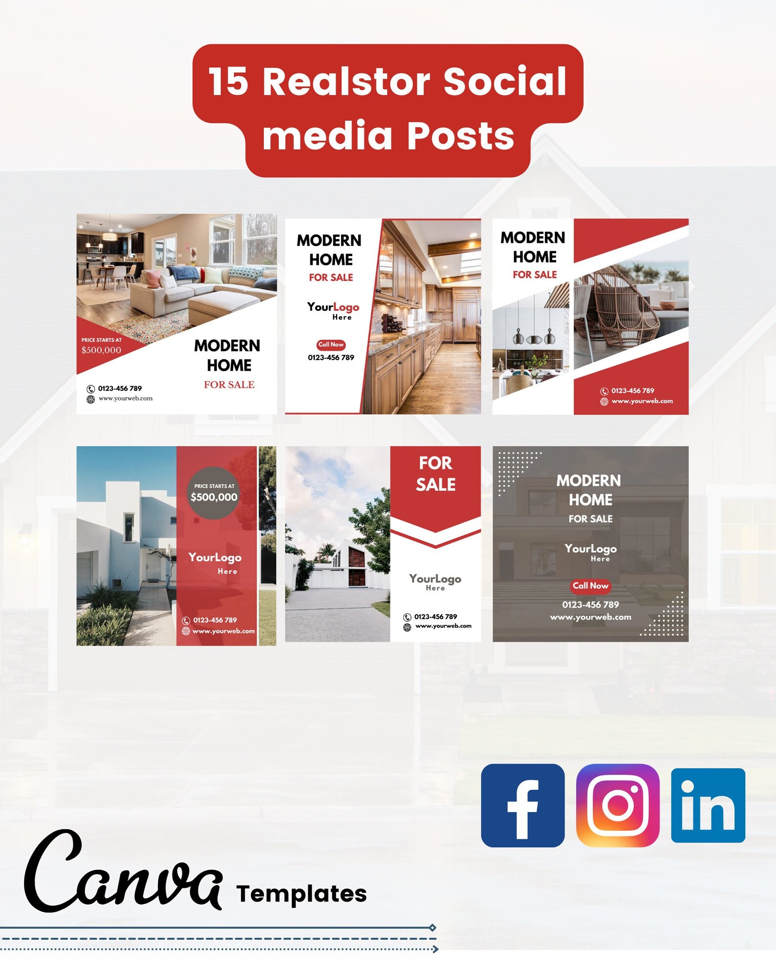 15 Real Estate Canva Templates for Social Media | Facebook Ads Content ...
