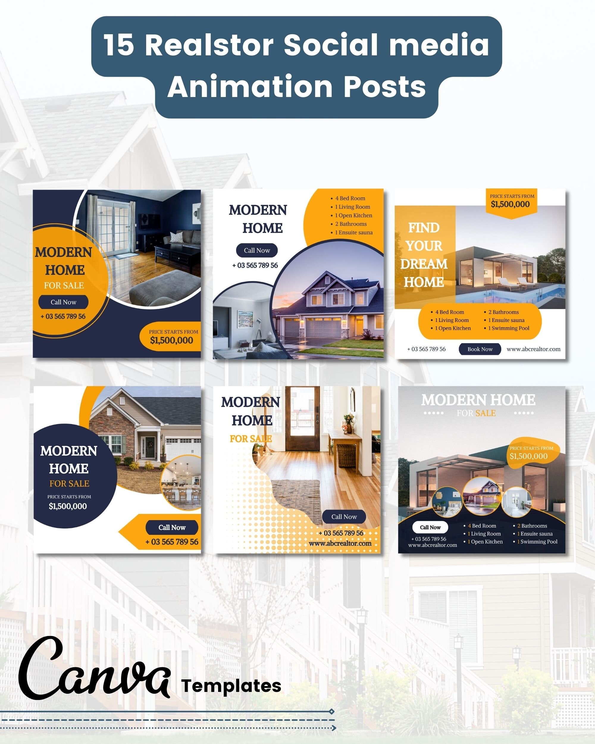 Canva Templates Social Media Posts Animation Posts & Ads, Real Estate ...