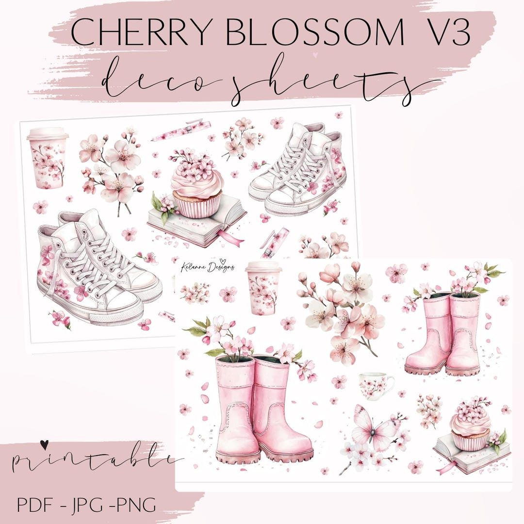Cherry Blossom Stickers: Spring Planner, Journal Decoration (printable ...