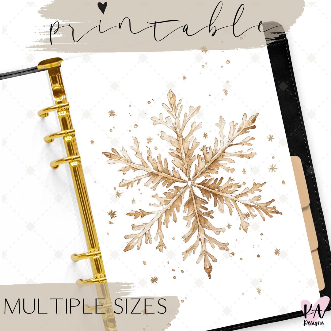 Gold Snowflake Printable, Gold Snowflake Printable Dashboard, Sparkly ...