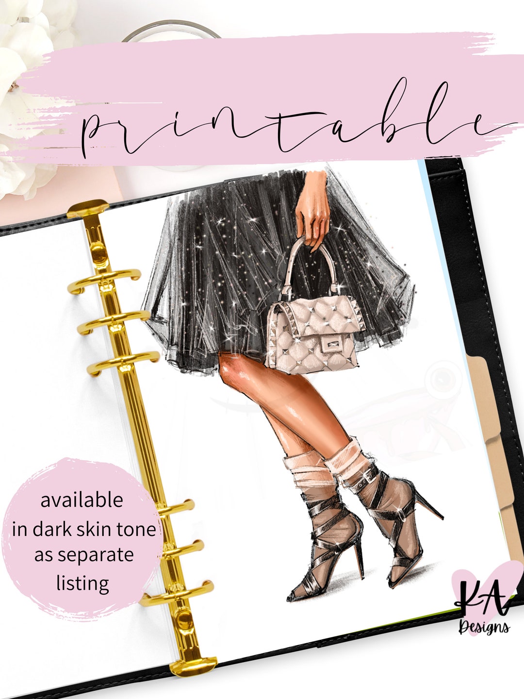 Fashion Girl Planner Dashboard Printable, Girl in Heels Printable ...