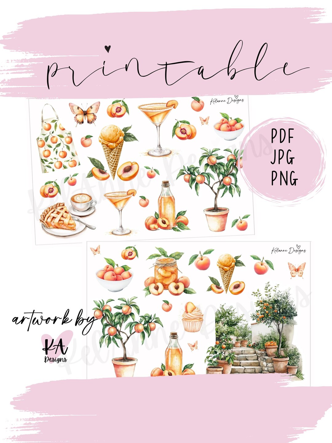 Just Peachy V.2 Printable Deco Stickers, Peach Theme Deco Stickers ...