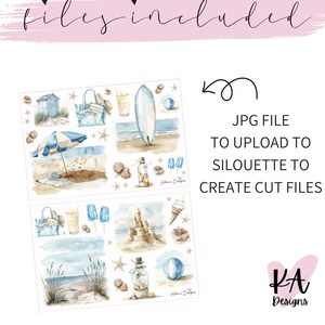 Beach Day Deco Stickers, Beach Day Printable Stickers, Printable ...