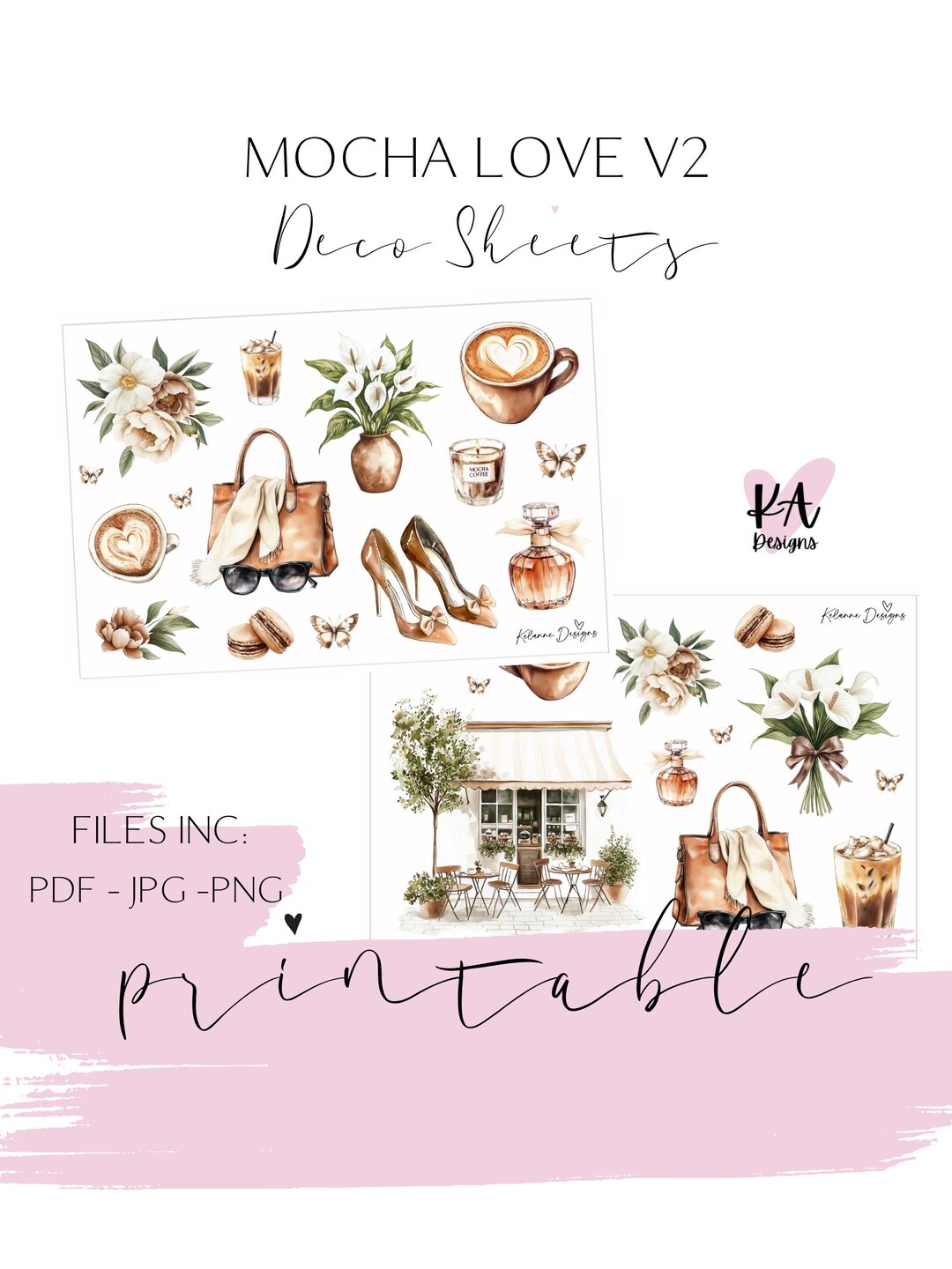 Mocha Love V2 Printable Stickers, Printable Mocha Love Deco Stickers ...
