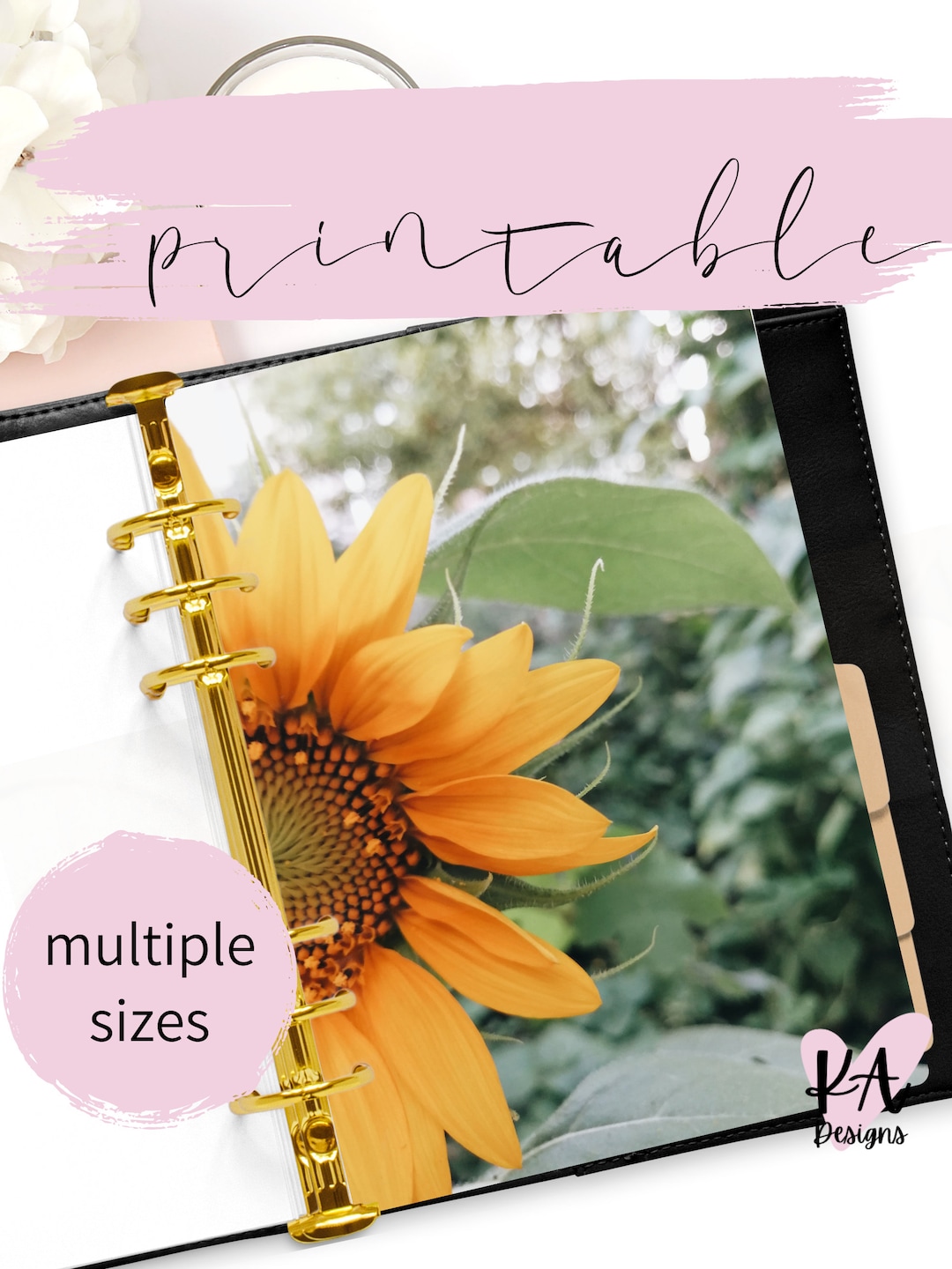 Printable Planner Dashboard, Sunflower Dashboard, Sunflower Printable ...