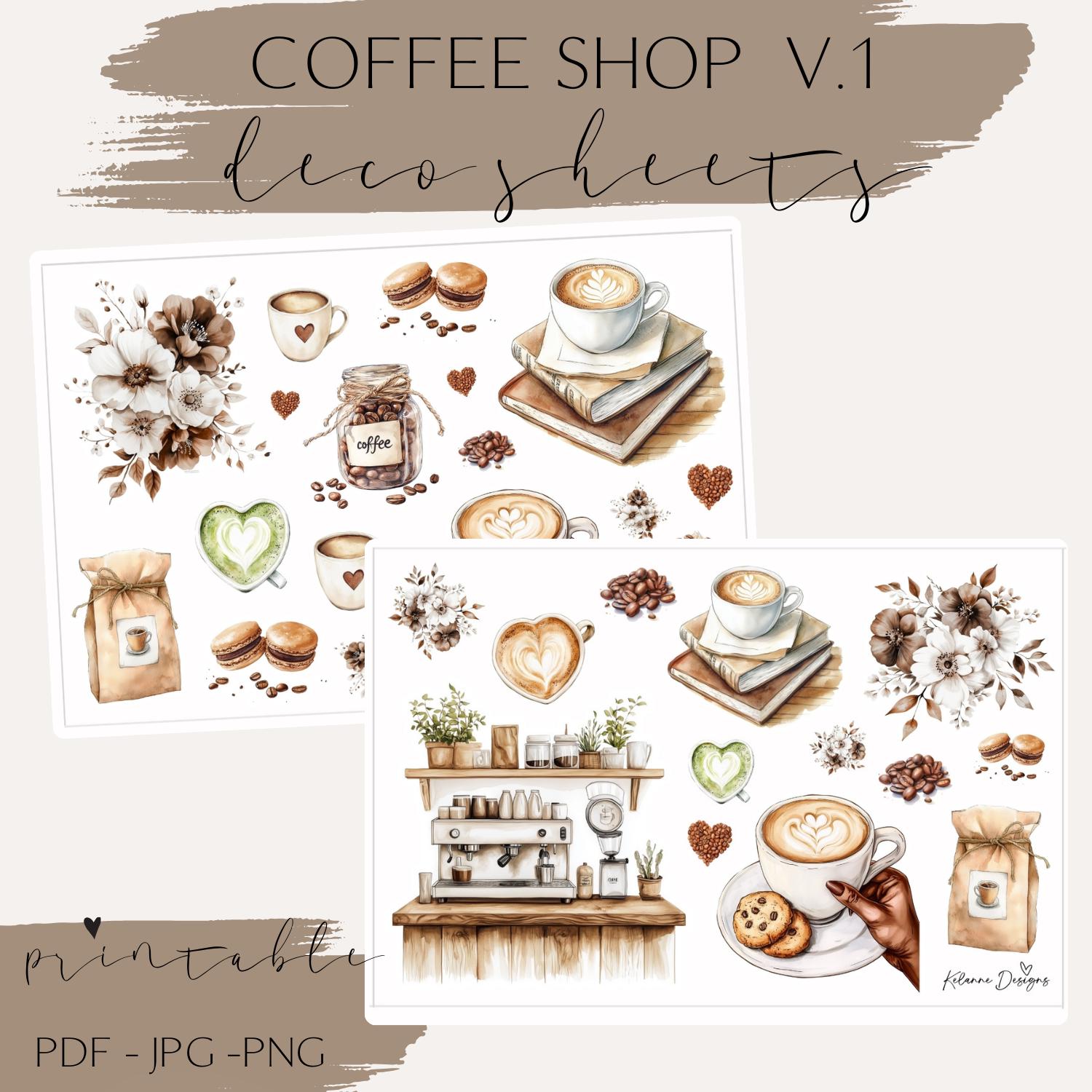 Coffee Shop V1 Printable Stickers, Printable Coffee Stickers, Printable ...