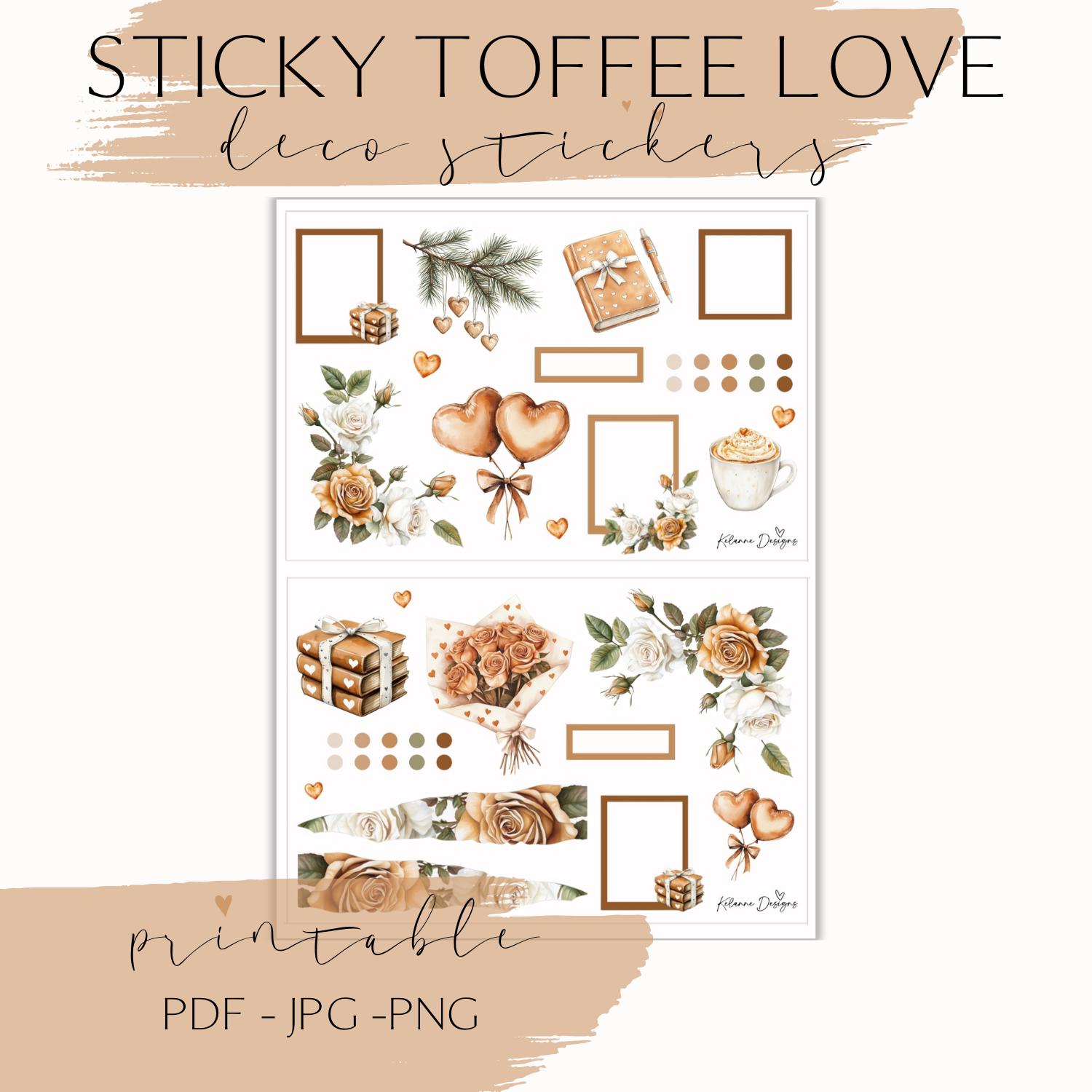 Sticky Toffee Love Printable Sticker Bundle, Valentine Printable ...
