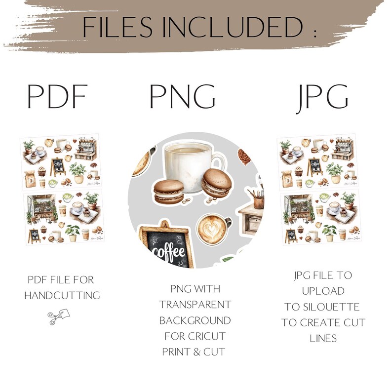 Coffee Shop V2 Printable Stickers, Printable Coffee Shop Deco Stickers ...