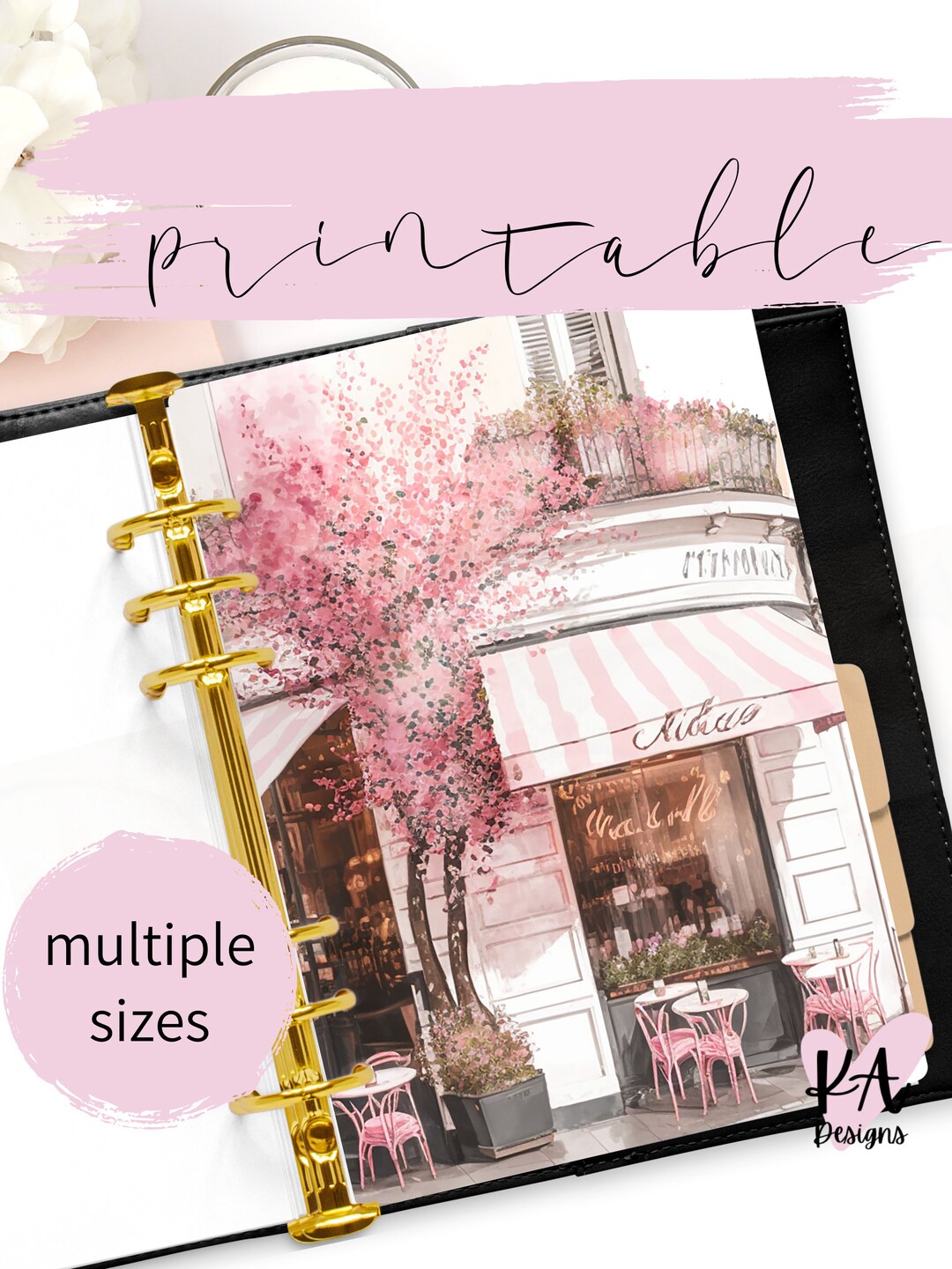 Printable Planner Dashboard, French Coffee Cafe, Pink Dashboard ...