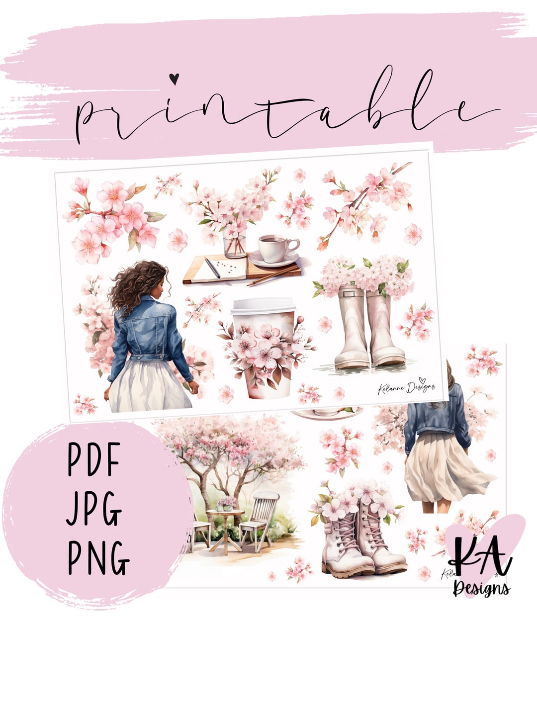 Cherry Blossom Printable Planner Stickers, Cherry Blossom Deco Stickers ...