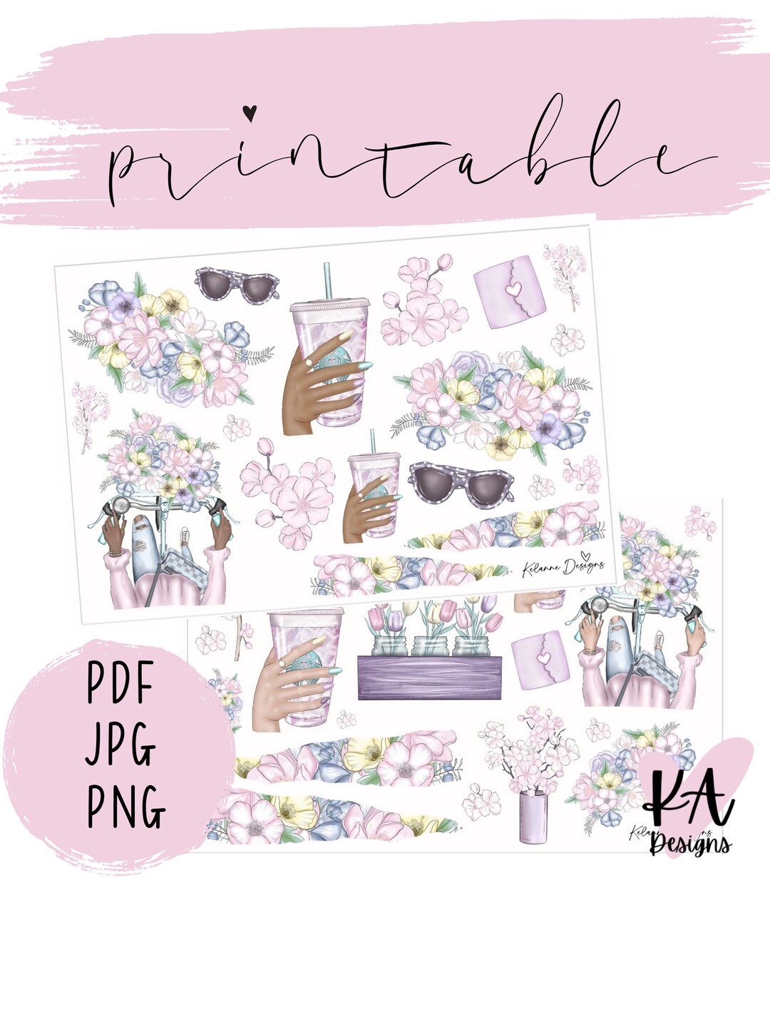 Cherry Blossom Printable Deco Stickers, Cherry Blossom Journal Deco ...