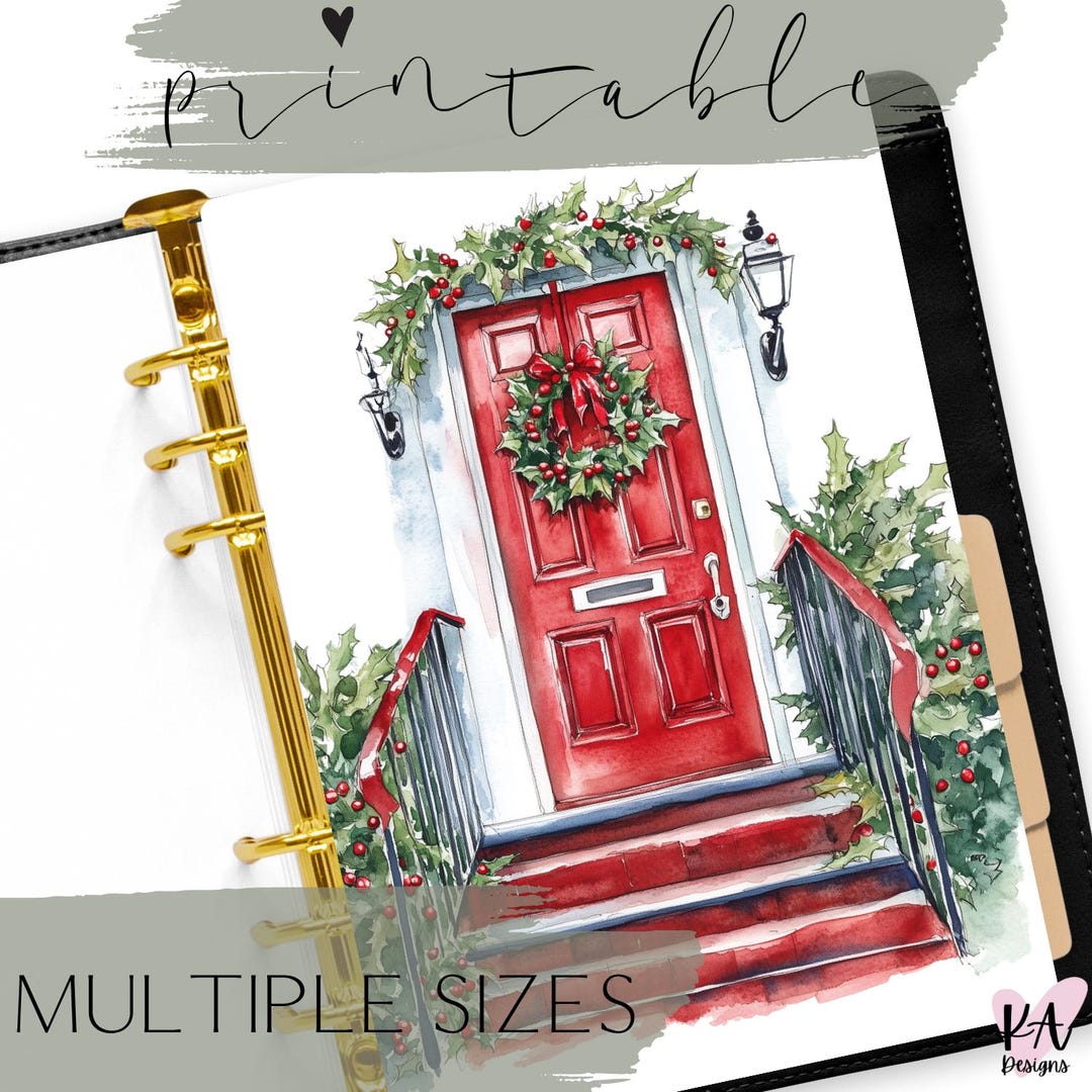 Holly Holidays Red Front Door Printable Planner Dashboard, Printable ...