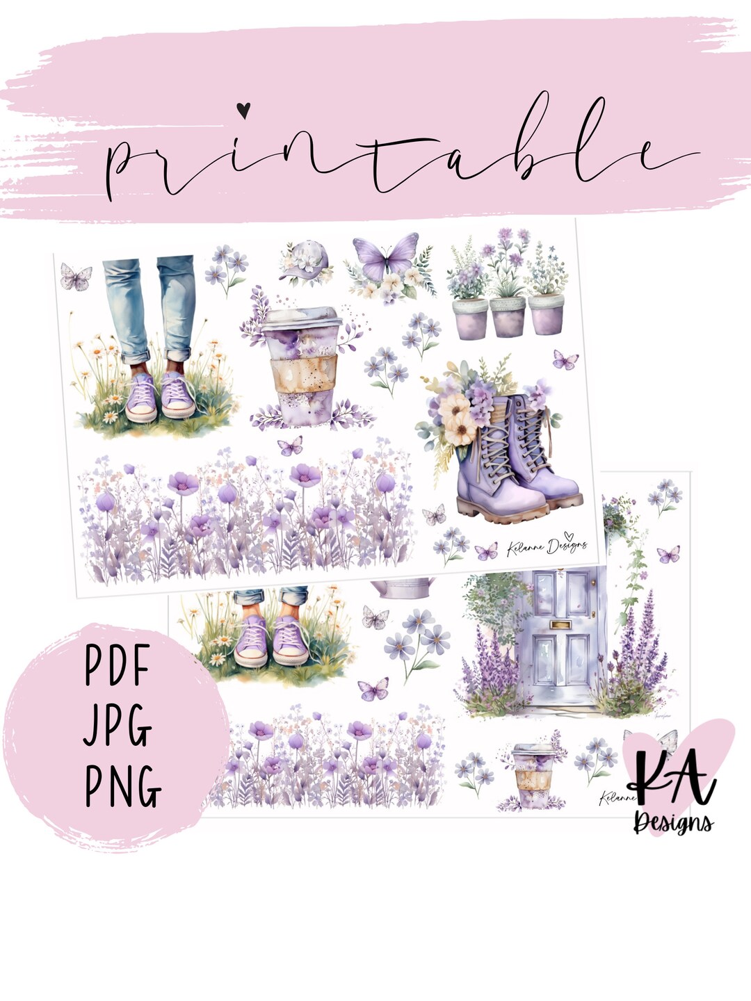 Pretty Lilac Printable Planner Stickers, Lilac Deco Stickers, Purple ...