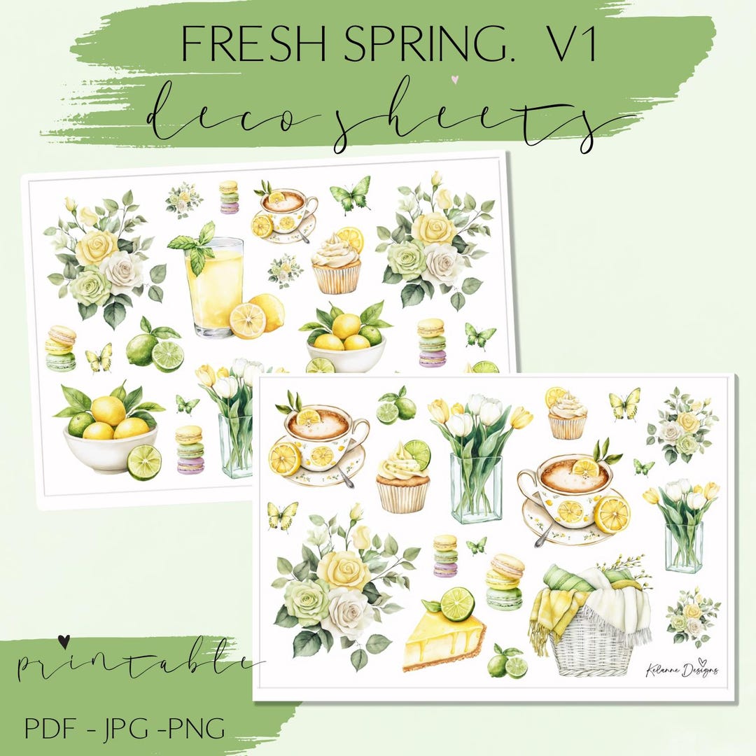 Spring Lemon Lime Printable Planner Stickers (digital Download) - Etsy