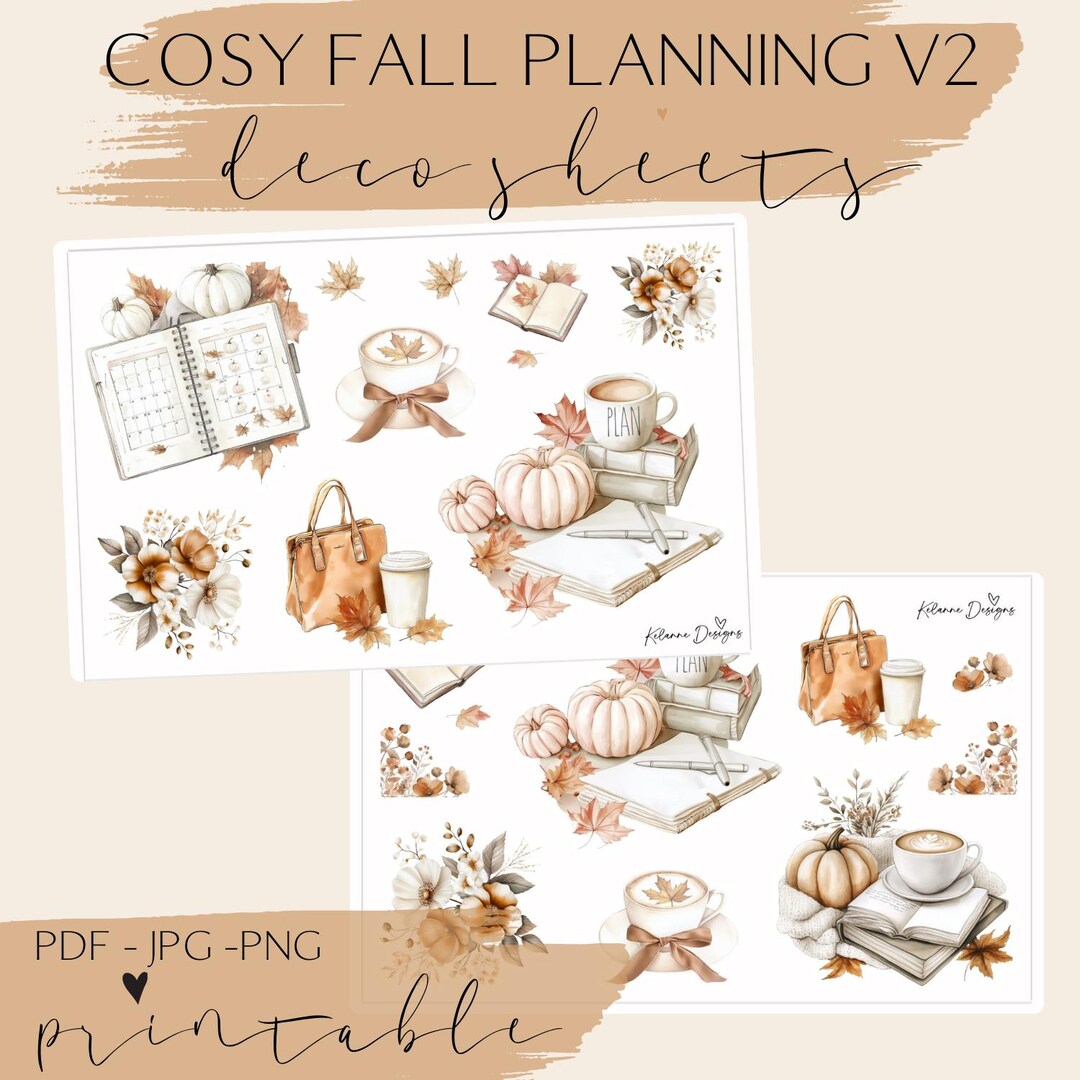 Cosy Fall Planning V2 Printable Stickers, Fall Planning Deco Stickers ...