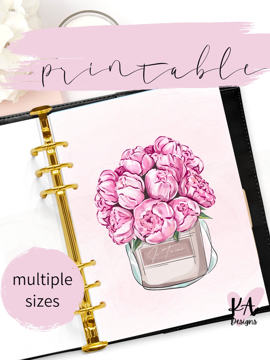 Peonies Planner Dashboard, Printable Planner Dashboard, Summert Planner ...