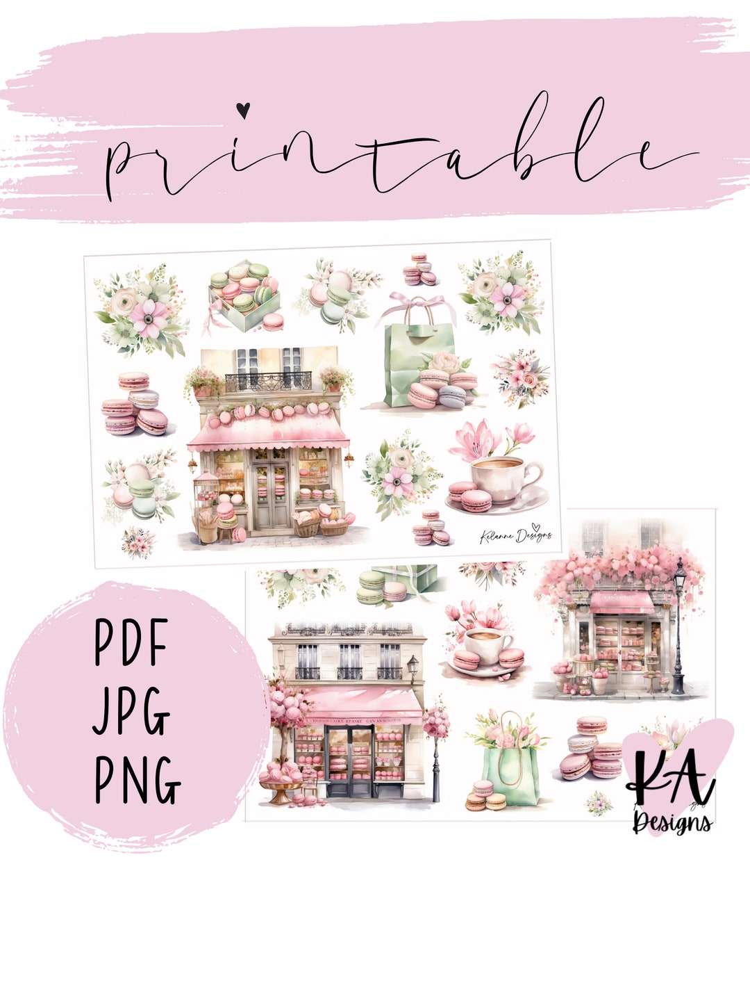 Oh Sweet Macaroon Printable Stickers, Macaroon Deco Stickers, Pink ...