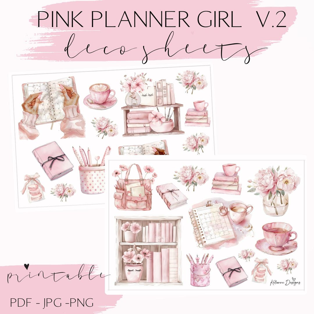 Pink Planner V2 Printable Stickers, Printable Pink Planning Stickers ...