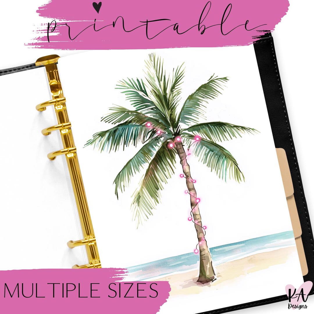 Tropical Palm Tree Scene Dashboard, Palm Tree and Lights Printable ...