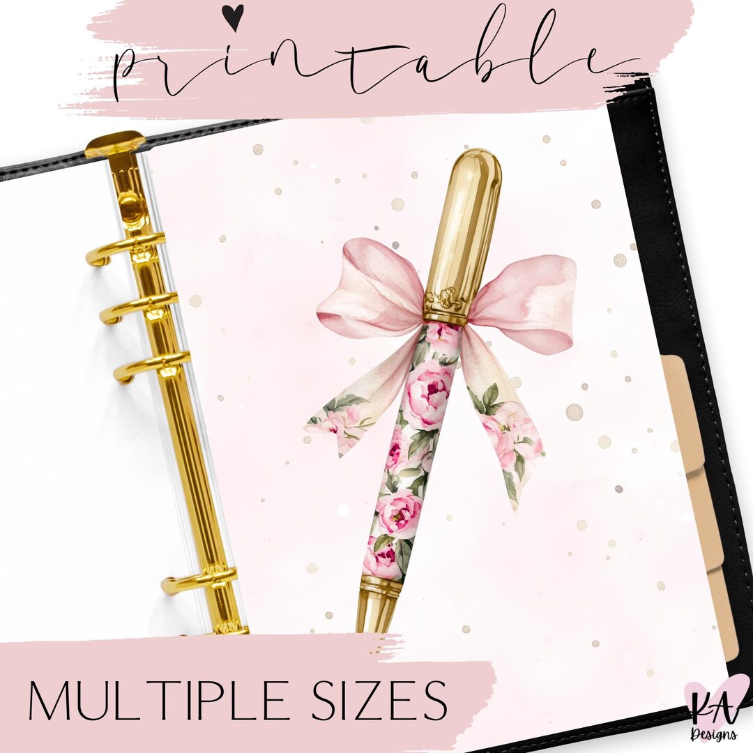 Peony Pen Dashboard: Pink Bow Printable (digital Download) - Etsy