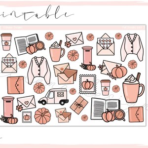 Fall Doodles Printable Stickers Fall Doodles Part 2 Fall - Etsy