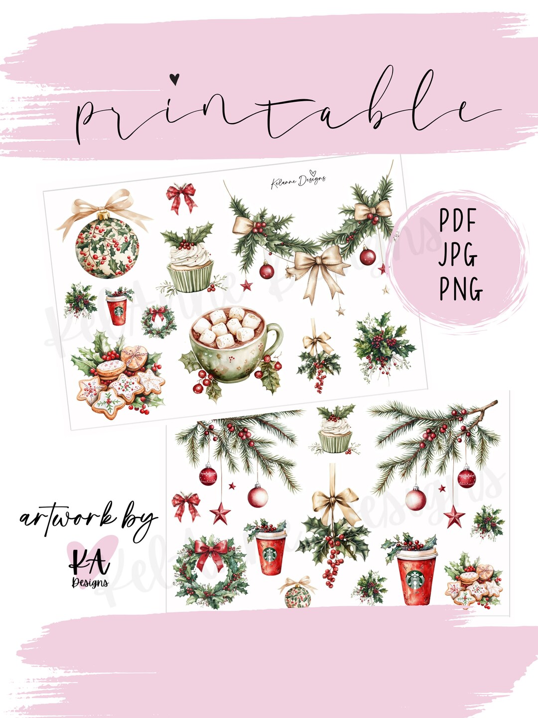 A Holly Christmas Printable Stickers, Printable Christmas Stickers ...