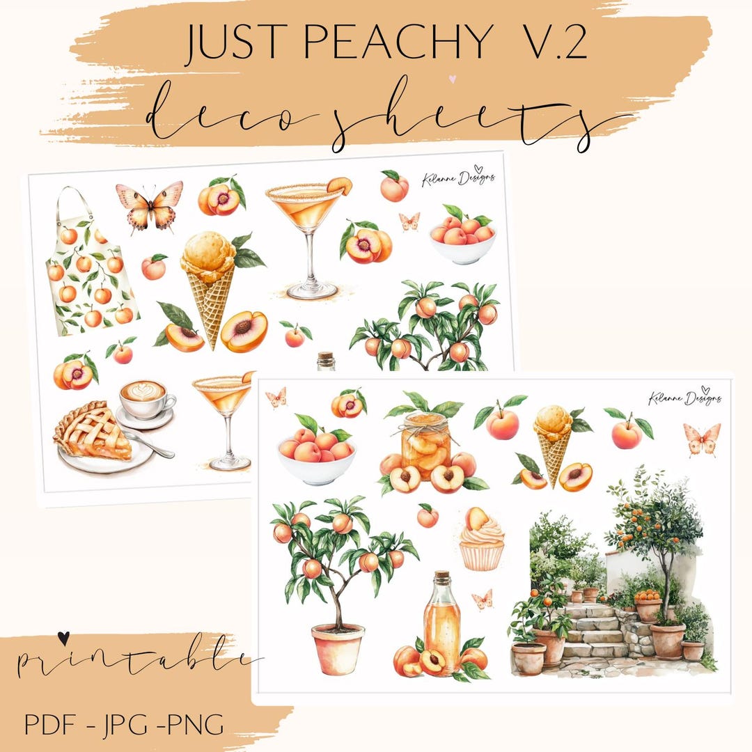 Just Peachy V.2 Printable Deco Stickers, Peach Theme Deco Stickers ...