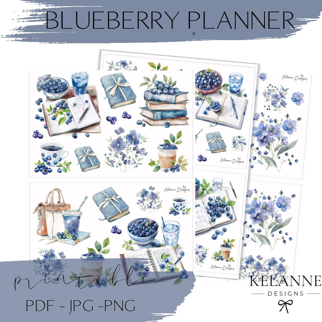Blueberry Planner 1.0 Printable Sticker Bundle, Planning Stickers ...