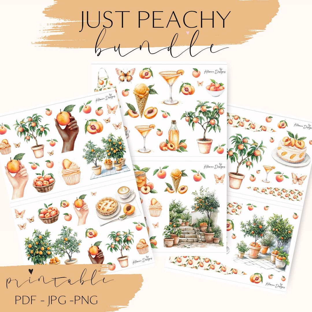 Peach Planner Stickers: Spring Summer Journaling (digital Download) - Etsy