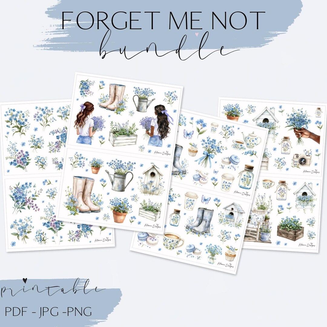 Forget Me Not Stickers Bundle, Forget Me Not Florals, Forget Me Not ...