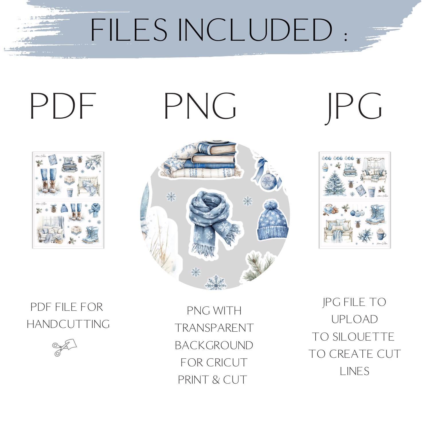 Blue Winter V2 Printable Stickers, Printable Blue Winter Planner ...