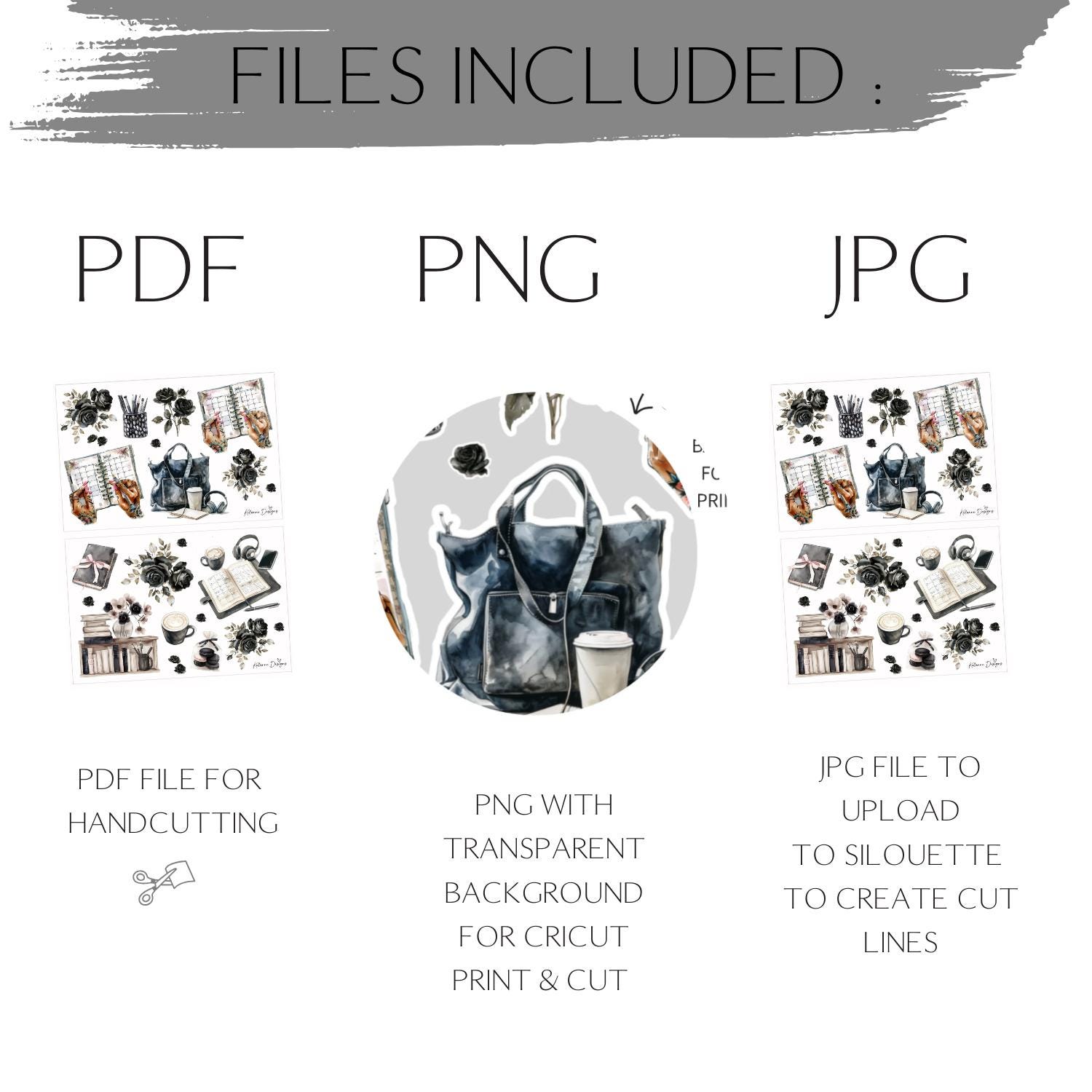Alt Planner Girl V1 Printable Stickers, Printable Black and White ...