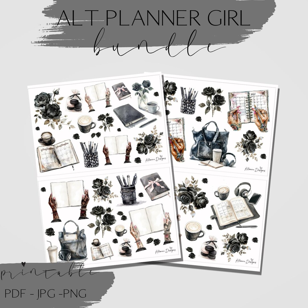 Alternative Planner Girl Sticker Bundle, Alt Planner Girl Printable ...