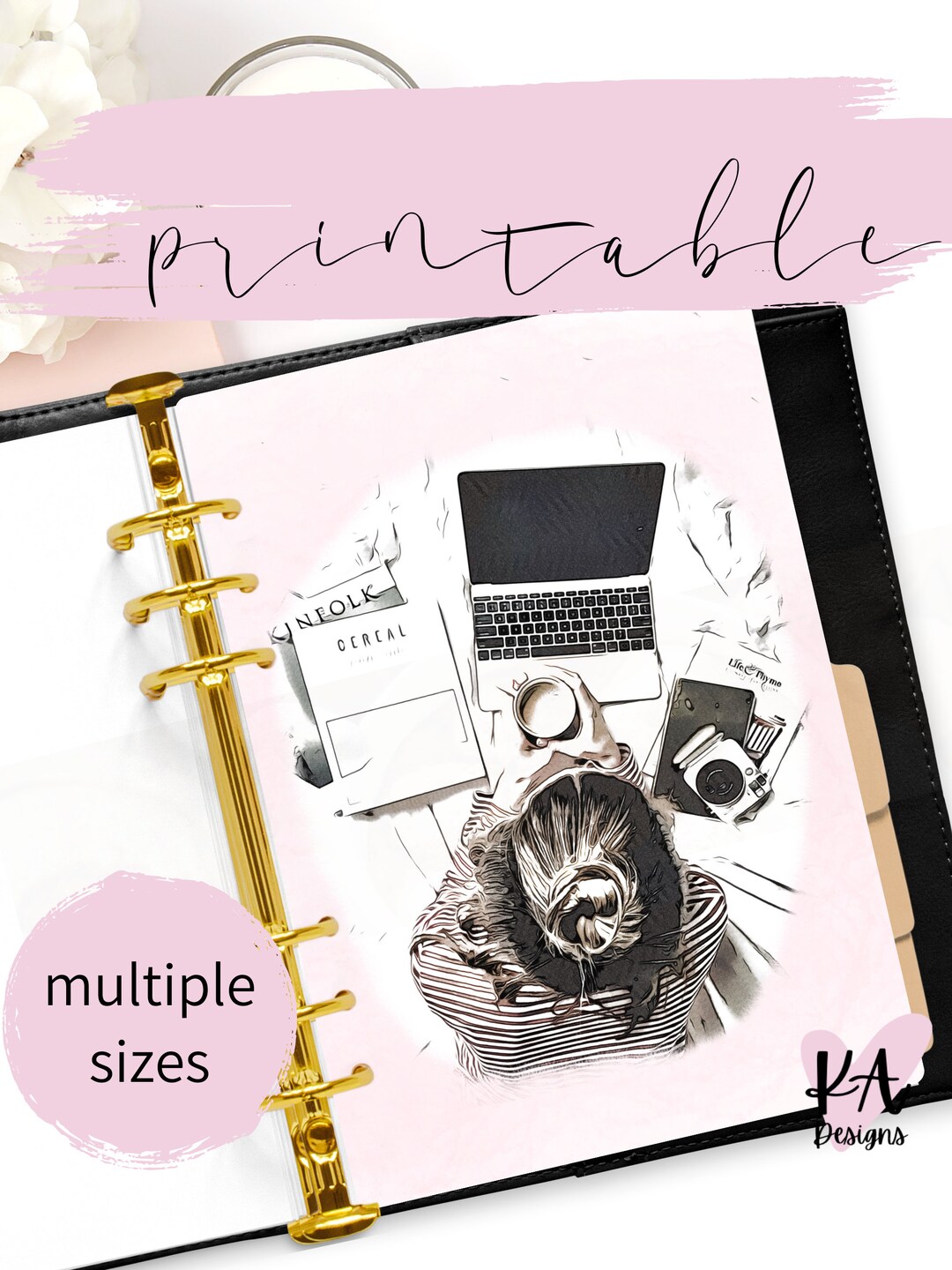 Cosy Desk Scene Printable, Planner Dashboard Printable, Desk Scene and ...
